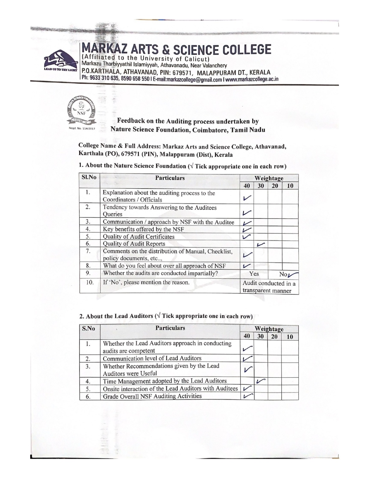 Testimonials – Nature Science Foundation